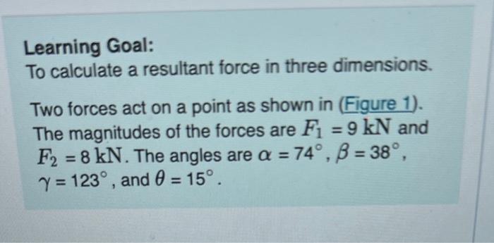 Learning Goal: To calculate a resultant force in | Chegg.com