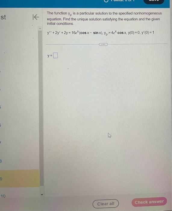 Solved The function yp is a particular solution to the | Chegg.com