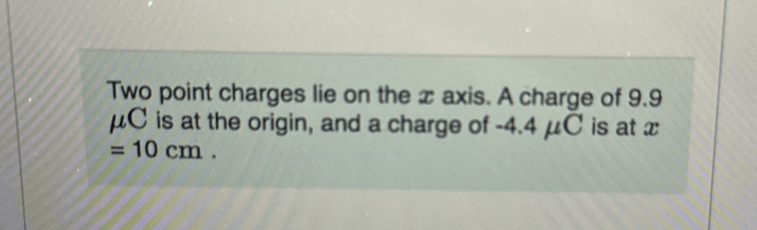 Two point charges lie on the x ﻿axis. A charge of | Chegg.com