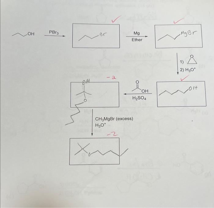Solved CH3MgBr (exce H3O+ −2 | Chegg.com