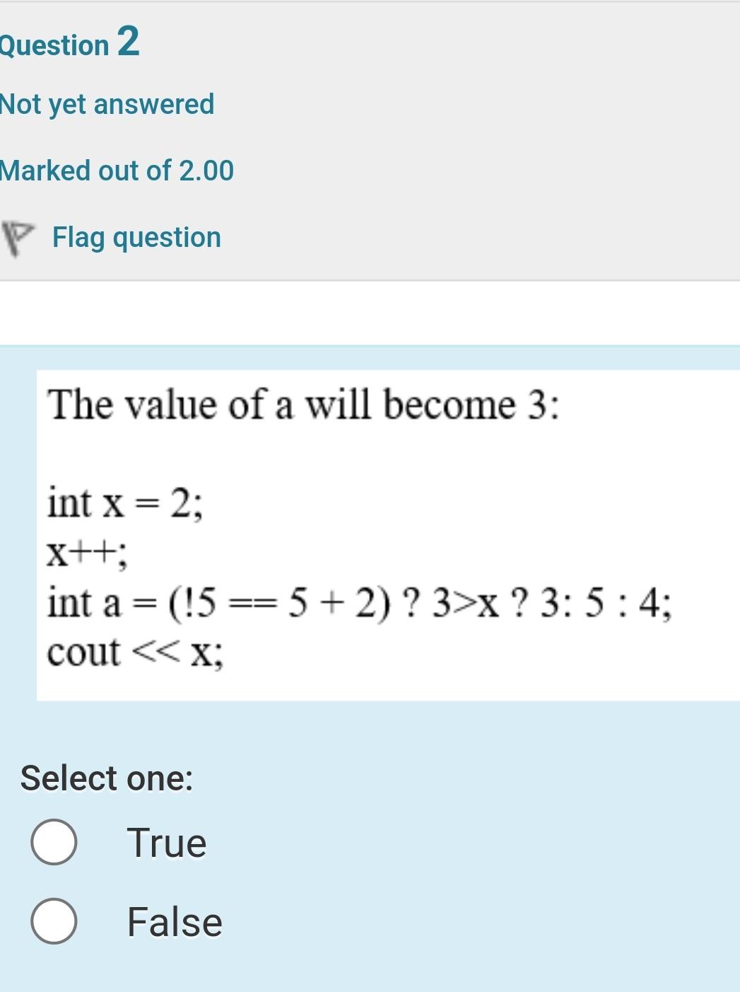 Solved The following code will display 3 : int x=2; x++; int | Chegg.com