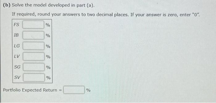 A second version of the Markowitz portfolio model | Chegg.com