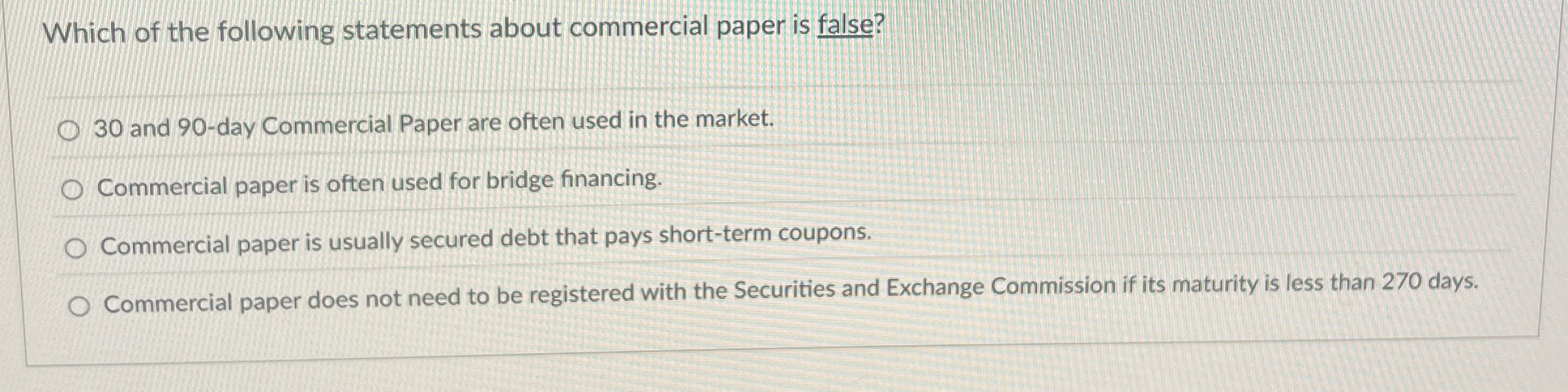 Solved Which of the following statements about commercial | Chegg.com