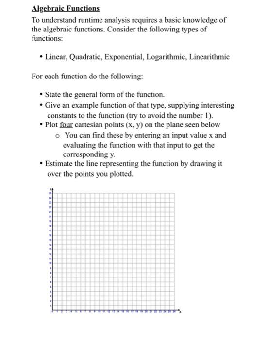 Solved Algebraic Functions To understand runtime analysis | Chegg.com