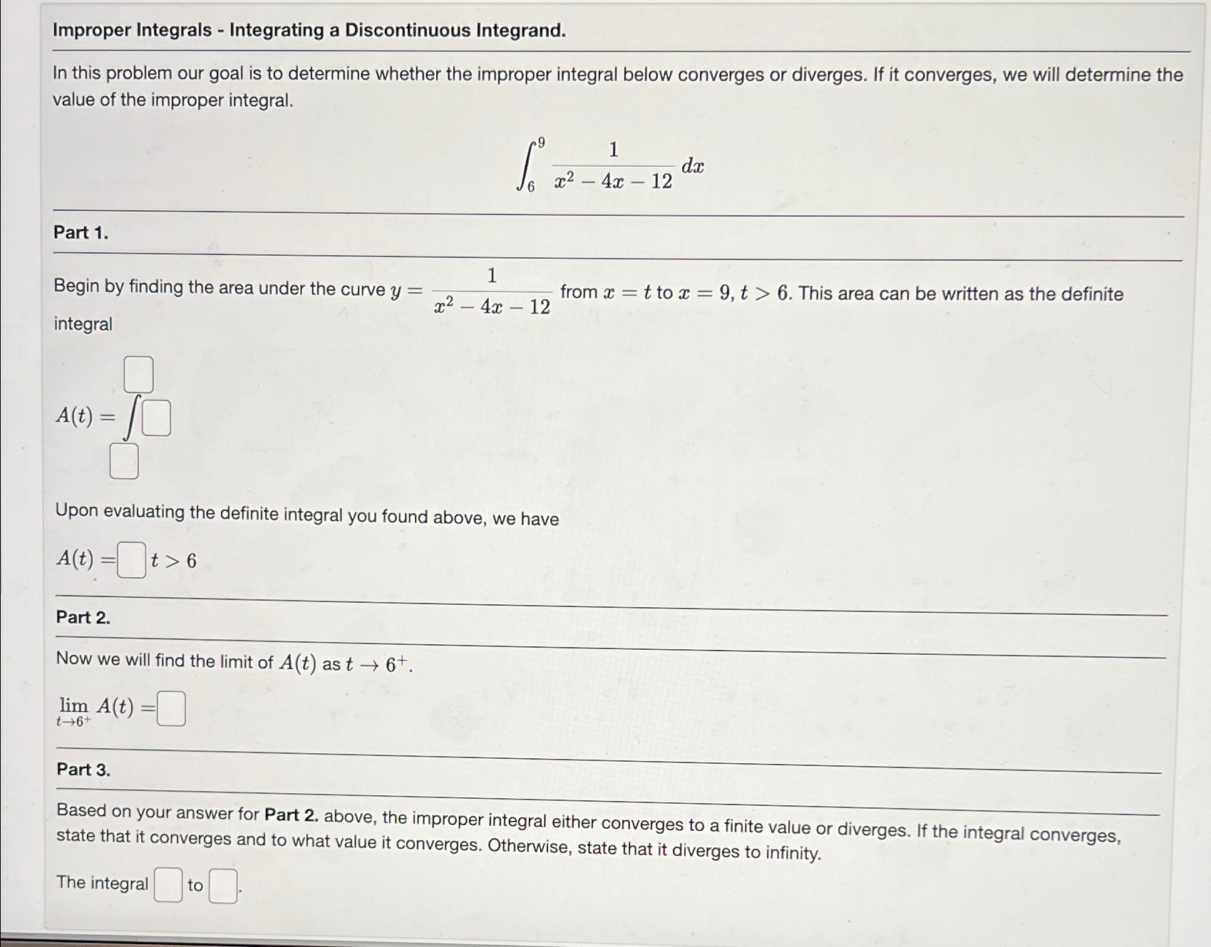 Solved Improper Integrals - ﻿Integrating a Discontinuous | Chegg.com