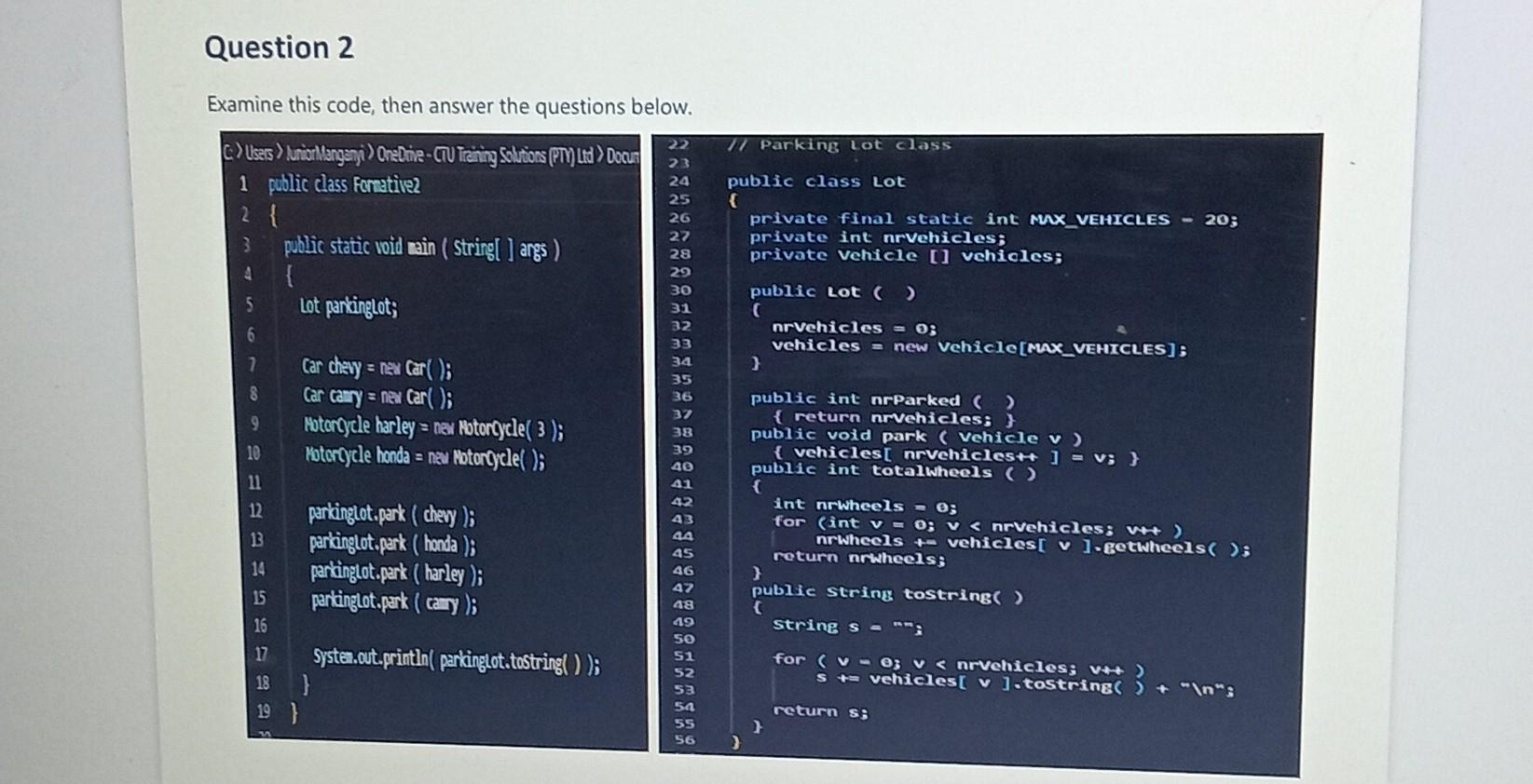 Examine this code, then answer the questions below.1. | Chegg.com