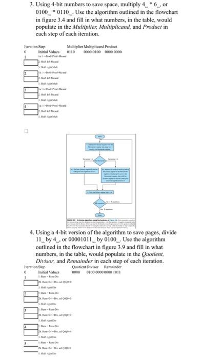 3. Using 4-bit numbers to save space, multiply 4−∗6, | Chegg.com