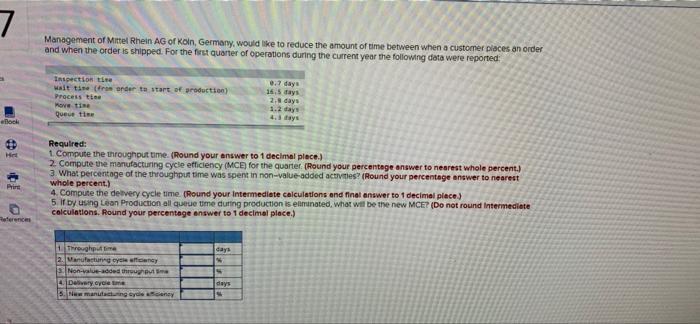 Solved Management of Mittel Rhein AG of Koin, Germany, would | Chegg.com