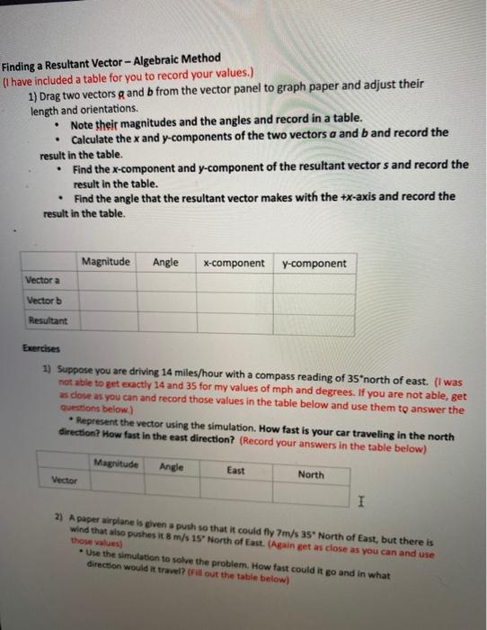 Solved Finding a Resultant Vector - Algebraic Method (I have | Chegg.com