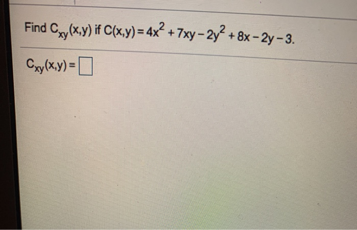 Solved Find f, (x,y) if f(x.y) =x² -5xy-5y. 1,(x.y) =D дz | Chegg.com