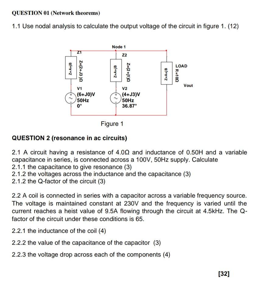 Solved 1.1 Use nodal analysis to calculate the output | Chegg.com