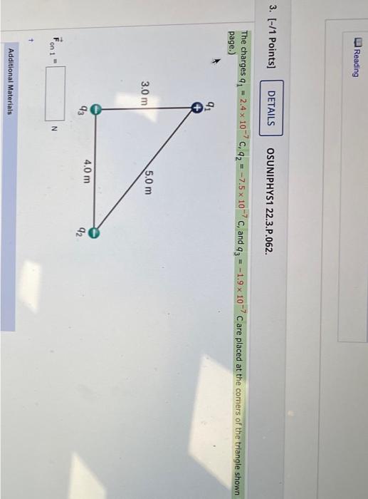 Solved The charges q1=2.4×10−7C,q2=−7.5×10−7C, and | Chegg.com