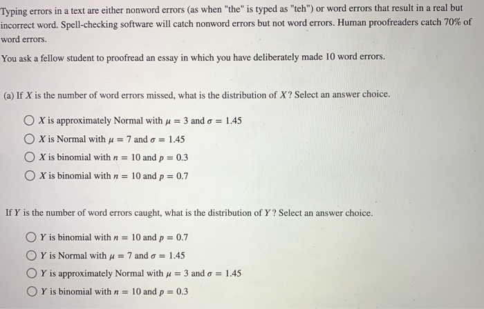 Solved Typing errors in a text are either nonword errors (as | Chegg.com