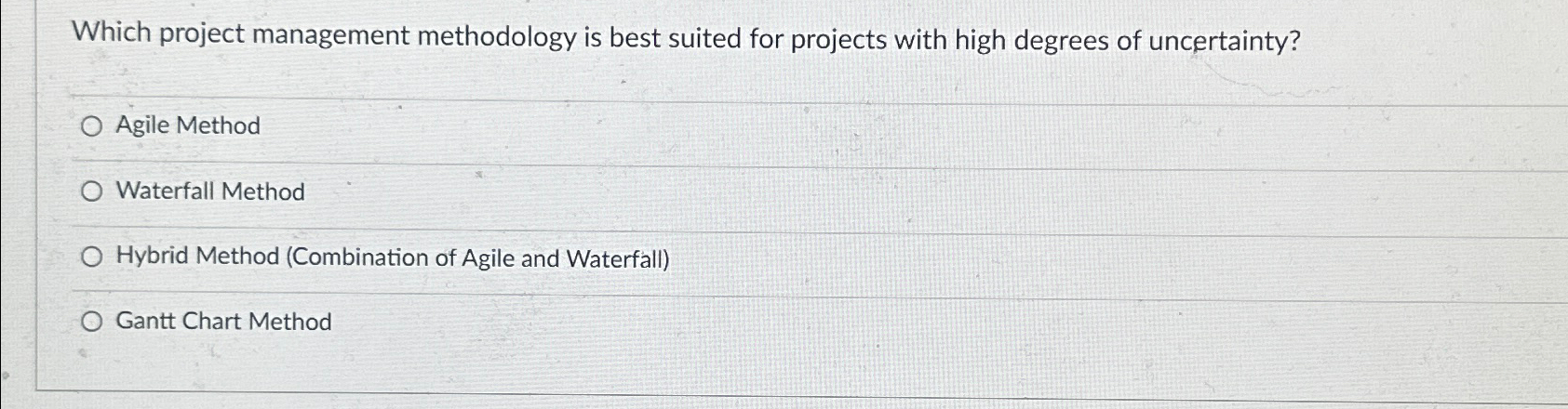 Solved Which project management methodology is best suited | Chegg.com