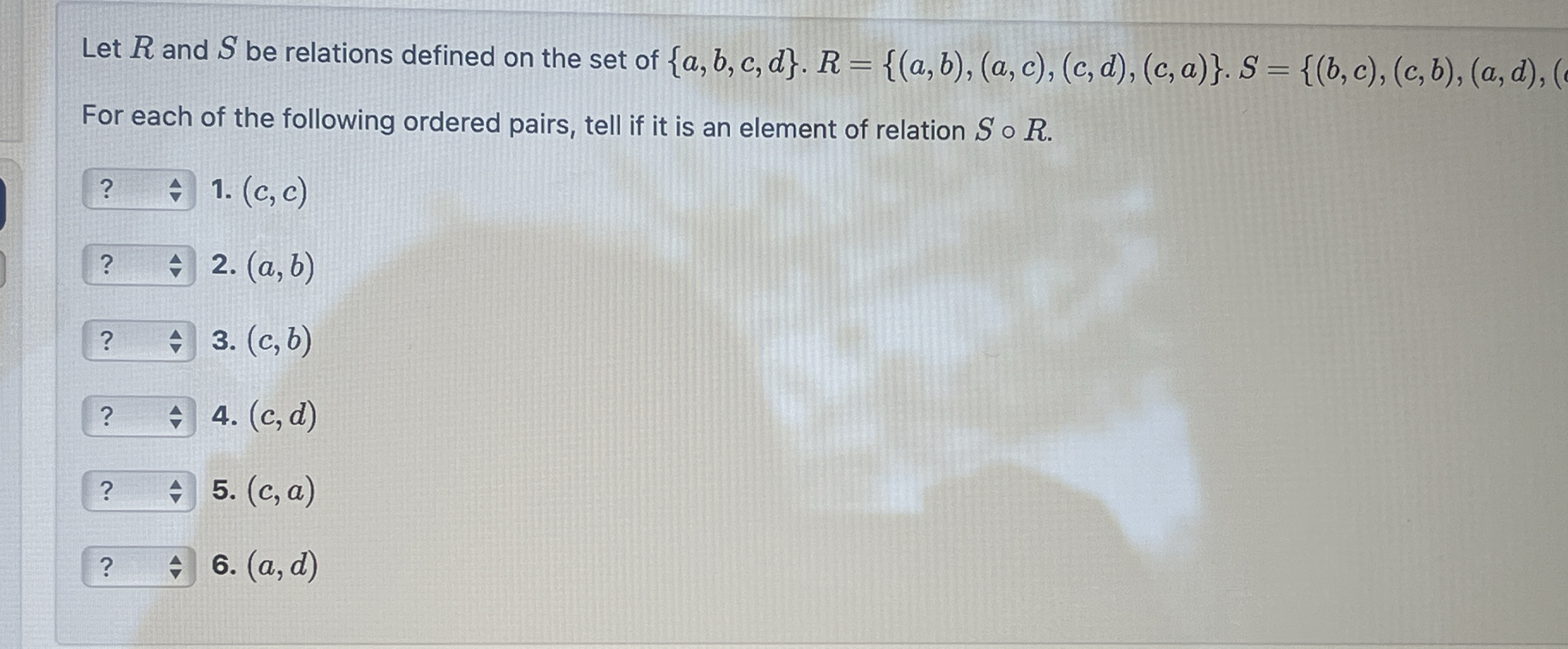 Solved Let R ﻿and S ﻿be relations defined on the set of For | Chegg.com