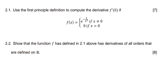 Solved 2.1. Use the first principle definition to compute | Chegg.com