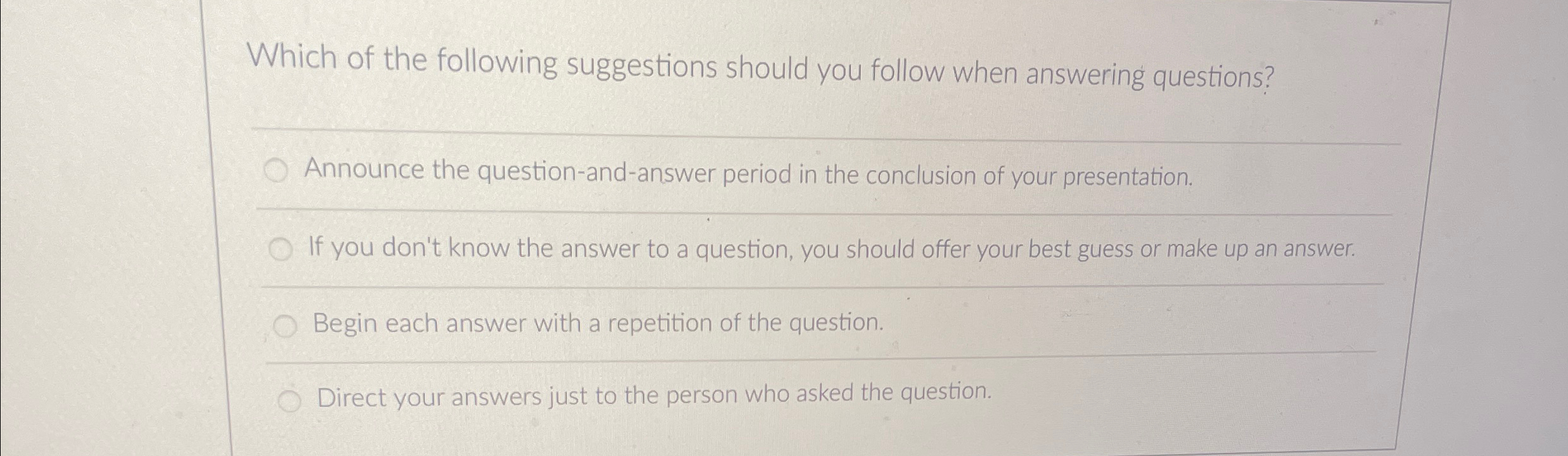 Solved Which of the following suggestions should you follow | Chegg.com