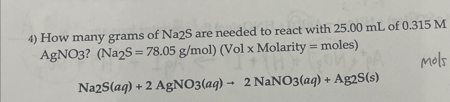 Solved How many grams of Na2S ﻿are needed to react with | Chegg.com