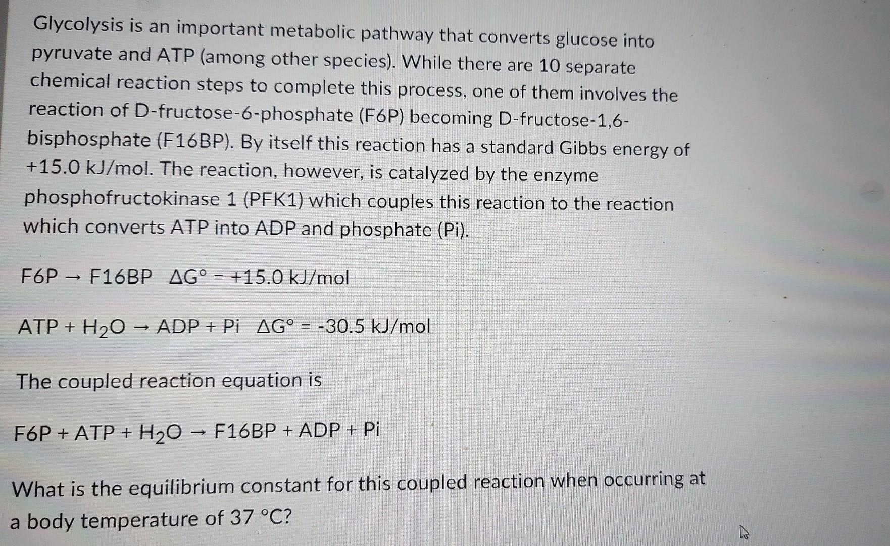 Solved Glycolysis is an important metabolic pathway that | Chegg.com
