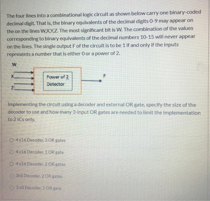 Solved The four lines into a combinational logic circuit as | Chegg.com
