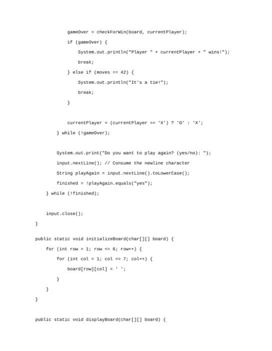 Solved import java,util.scanner; public class connect4Game | Chegg.com