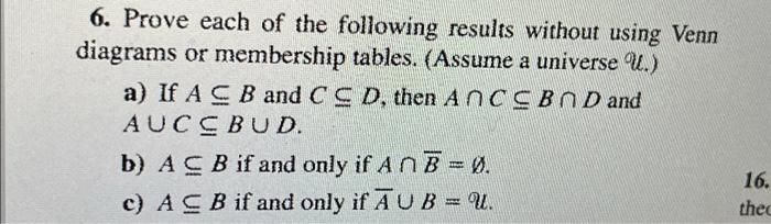 Solved 6. Prove each of the following results without using | Chegg.com