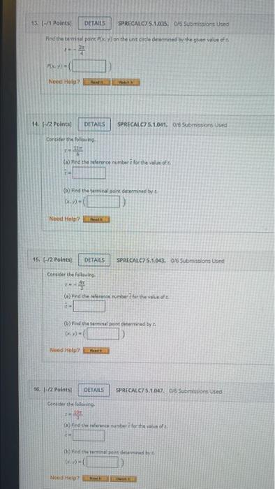 Solved 13. 1-/1 Points DETAILS SPRECALCT 5.1.035, 0/5 | Chegg.com Solved 13. 1-/1 Points DETAILS SPRECALCT 5.1.035, 0/5 | Chegg.com