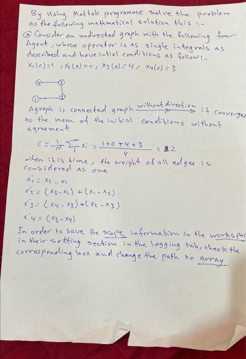 By Using Matlab programme selve the problem as the | Chegg.com