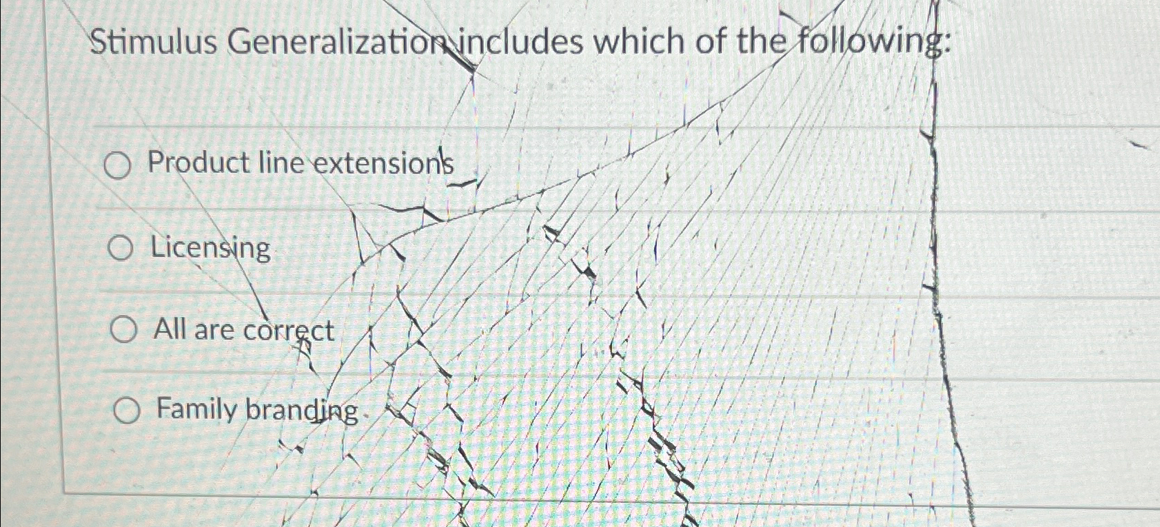Solved Stimulus Generalizationincludes which of the | Chegg.com