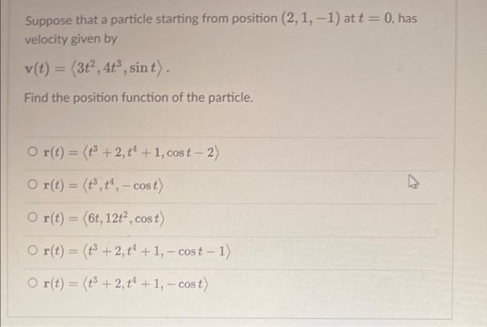 Solved Suppose that a particle starting from position | Chegg.com