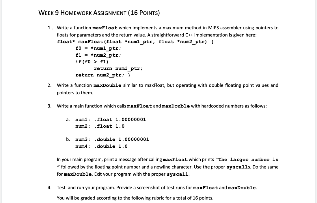 Solved Week 9 ﻿Homework Assignment (16 ﻿Points)Write a | Chegg.com