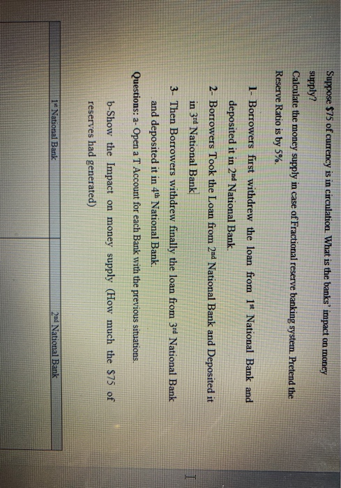 Solved Suppose $75 of currency is in circulation. What is | Chegg.com