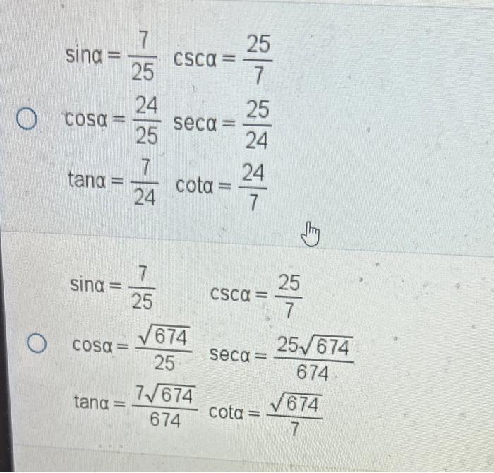 Solved Find the values of all six trigonometric functions of | Chegg.com