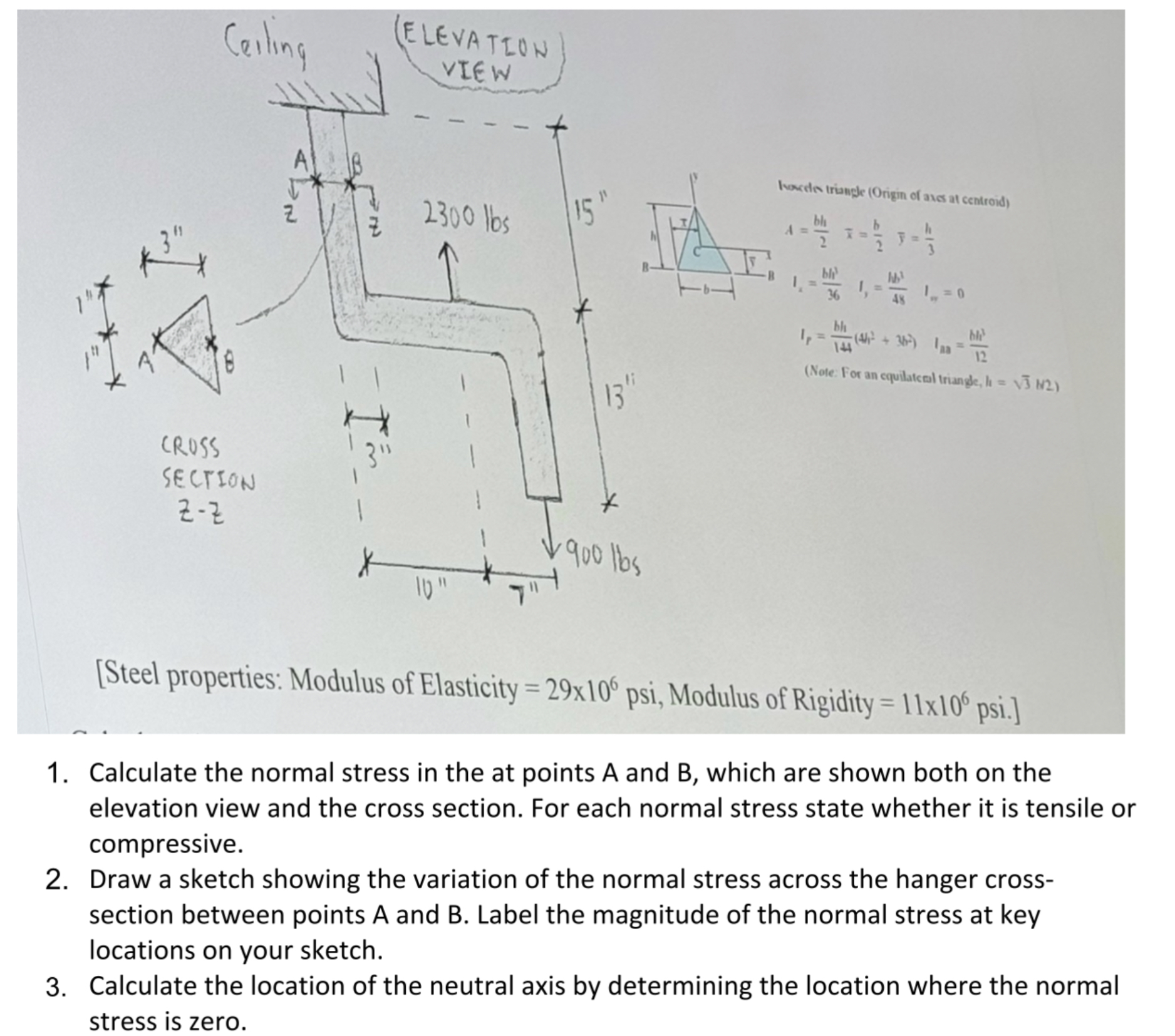 Solved [Steel properties: Modulus of Elasticity =29×106ψ, | Chegg.com