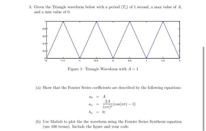 Solved 3. Given the Triangle waveform below with a period | Chegg.com