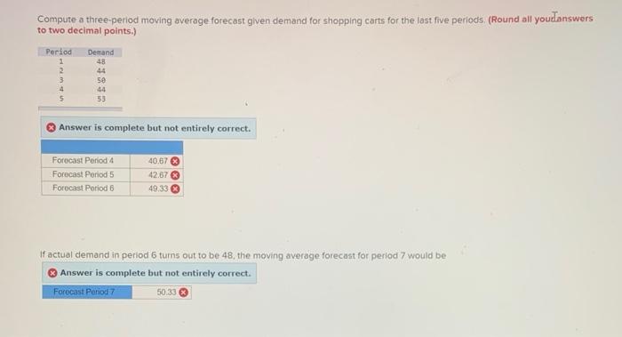 Solved Compute a three-period moving average forecast given | Chegg.com