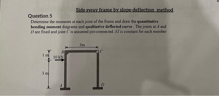Solved Side sway frame by slope-deflection method Question 5 | Chegg.com Solved Side sway frame by slope-deflection method Question 5 | Chegg.com