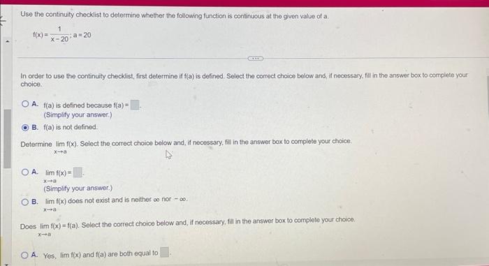 Solved Use the continuity checklist to determine whether the | Chegg.com