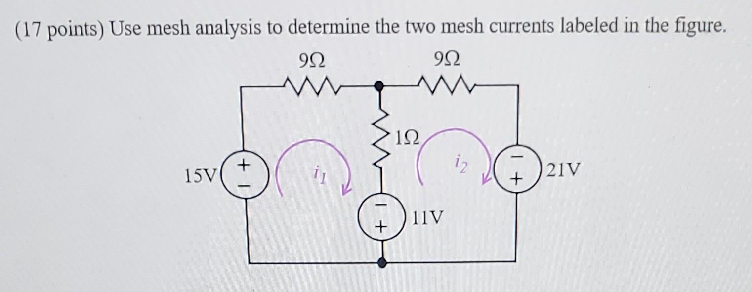 Solved (17 points) Use mesh analysis to determine the two | Chegg.com