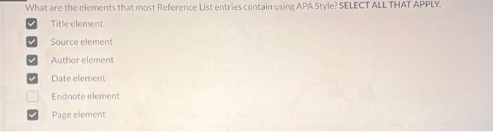 Solved What are the elements that most Reference List | Chegg.com