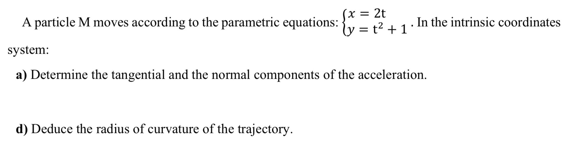 Solved A particle M moves according to the parametric | Chegg.com