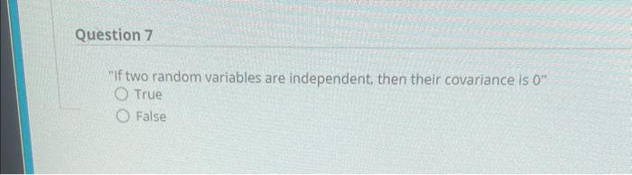 Solved "If two random variables are independent, then their | Chegg.com