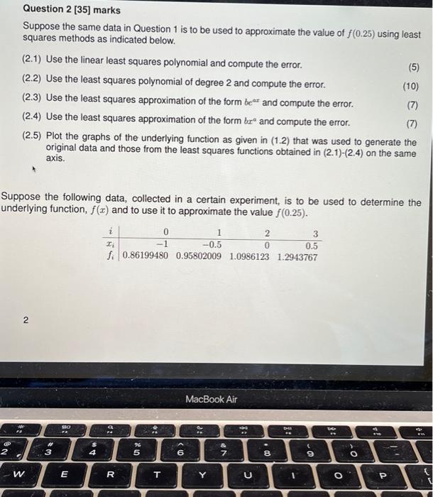 Solved Question 2 [35] marks Suppose the same data in | Chegg.com
