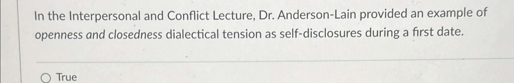 Solved In the Interpersonal and Conflict Lecture, Dr. | Chegg.com