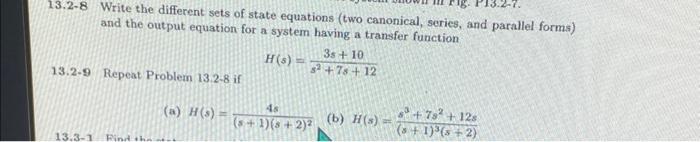 Solved 2-8 Write the different sets of state equations (two | Chegg.com