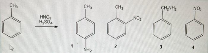 Solved CH3 CH3 CH3 CH NH2 NO2 HNO3 H2SO4 NO2 1 N 3 NH2 | Chegg.com