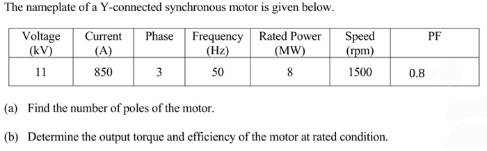 Solved (i) Find the number of poles of the motor.(ii) | Chegg.com