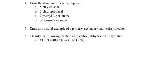 Solved 4. Draw the structure for each compound. a. | Chegg.com