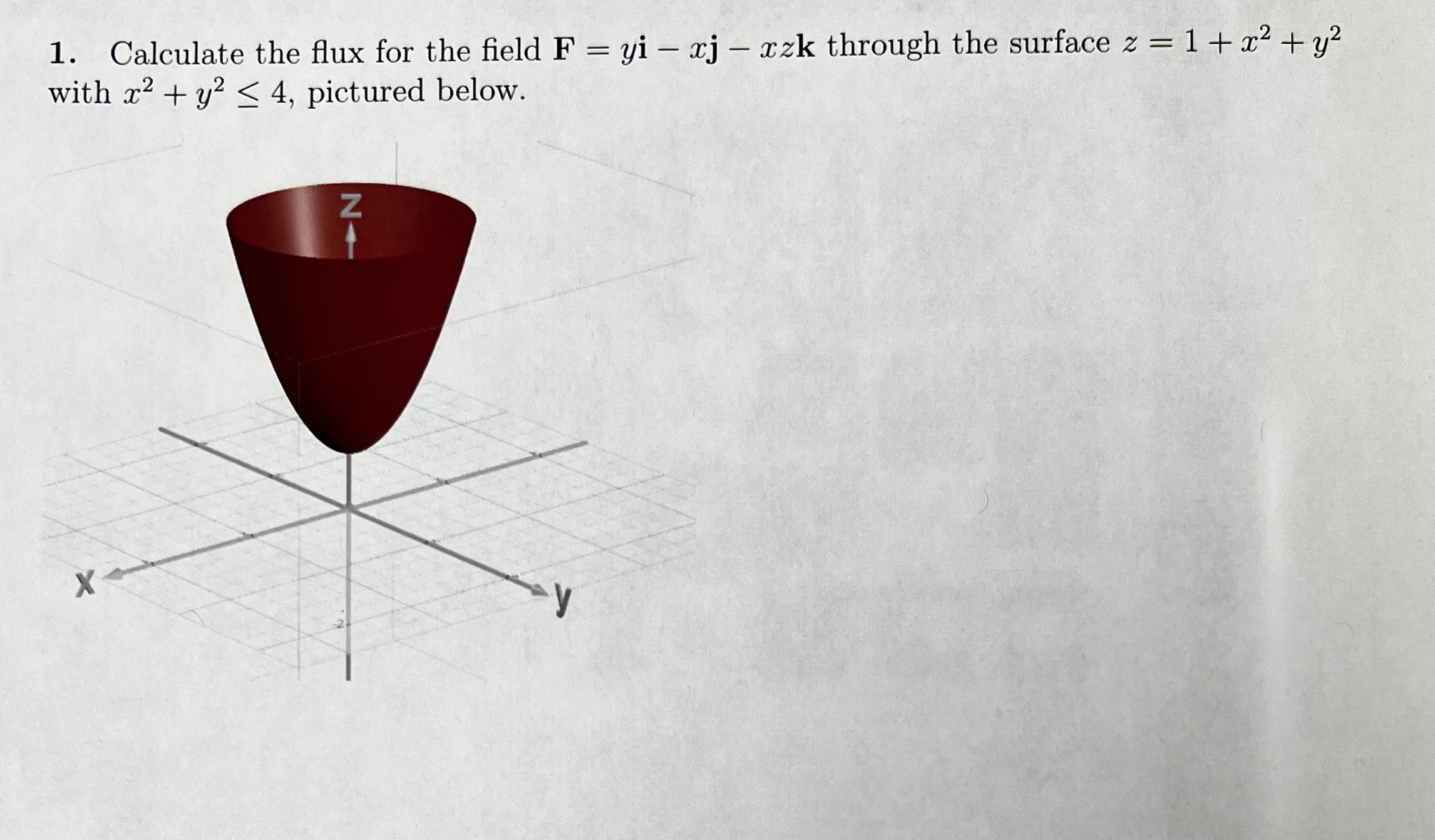 Solved Calculate the flux for the field F=yi-xj-xzk ﻿through | Chegg.com