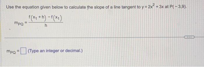 Solved Use the equation given below to calculate the slope | Chegg.com